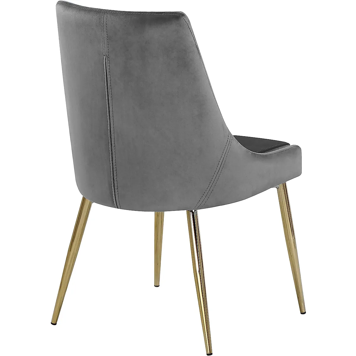 Meridian Furniture Karina Collection Modern | Contemporary Velvet Upholstered Dining Chair with Sturdy Metal Legs, Set of 2, 19.5" W x 21.5" D x 33.5" H, Grey