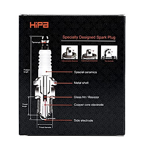Hipa BPR6ES Nickel Standard Spark Plug Replace for NGK BPR6ES Champion RN9YC RN11YC Honda 98079-56846 GCV160 GCV190 GX100 GX140 GX160 GX200 GX340 GX390(4 Pack)