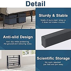 Saudism Metal Platform Bed Frame Twin Size, 14 Inch Black Bed Frame, Mattress Foundation, No Box Spring Needed, Easy Assembly and Storage, Foldable, Steel Slat Support, Twin