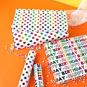 FUHITIM Birthday Wrapping Paper, Birthday Gift Wrapping Paper, Wrapping Paper Roll, Colored Happy Birthday Letter Design for Birthday, Holiday, Party, Baby Shower (17 inch X 32.8 ft)