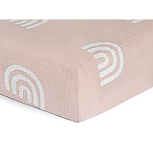 Meracorallo Muslin Fitted Crib Sheet, Soft and Breathable Rainbow Baby Crib Sheet for Standard Crib and Toddler Mattresses