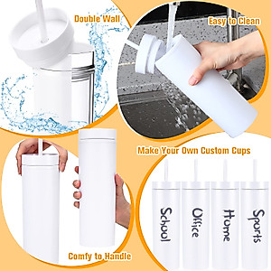 Mimorou 30 Pack Skinny Tumbler with Lids and Straws 16 oz Matte Colored Acrylic Tumblers Double Wall Plastic Tumbler Cups Skinny Travel Cup Reusable Cup for Parties Birthday Home Office(White)