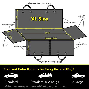 Meadowlark XL Premium Hammock Dog Car Seat Cover Back Seat, Dog Cover Car Seat Protector, Non-Slip, Dog Stuff, Anti Shock, Water Repellant, Pet Car Seat Cover for Dogs w/Seat Belt & 2 Headrest Covers