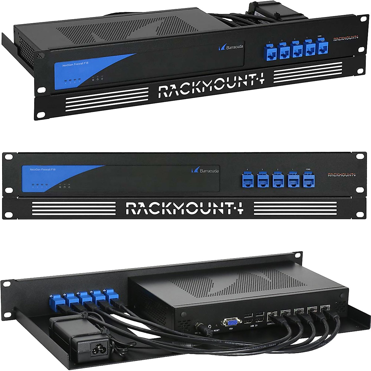 Barracuda Firewall Appliance Rack Mount - 1.3U Server Rack Shelf with Easy Access Front Network Connections, Properly Vented, Customized 19 Inch Rack - RM-BC-T1 by Rackmount.IT