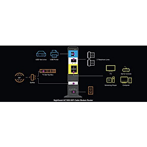 NETGEAR Nighthawk AC1900 (24x8) DOCSIS 3.0 WiFi Cable Modem Router Combo For XFINITY Internet & Voice (C7100V) Ideal for Xfinity Internet and Voice services (Renewed)