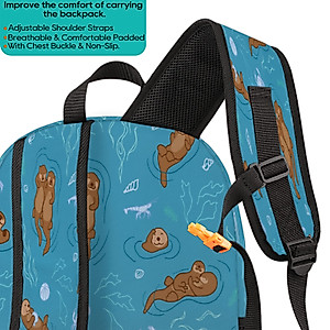 TropicalLife Sea Animal Otter School Backpack for Men Women, Laptop Backpack Bookbag for Students College Business Travel with Chest Strap 16.7 Inch