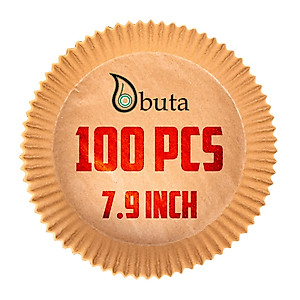 Air Fryer Liners Disposable 100PCS 7.9inch, Non-stick Round Unbleached Parchment Paper for Baking, Oil-proof, 5-8 QT Air Fryer Ninja Cosori Gourmia Instant Pot Accessories