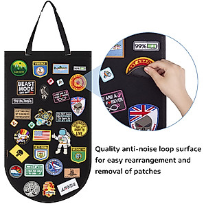 JOYMOMO Hanging Patch Display Panel Holder Foldable Patch Organizer for Military Army Combat Morale Uniform (Black)（Patch are Not Included）