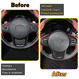 CHEAYAR ABS Chrome for Toyota Supra GR A90 A91 MK5 2022 2021 2020 2019 Car Steering Wheel Decoration Frame Trim Accessories (Carbon Fiber)