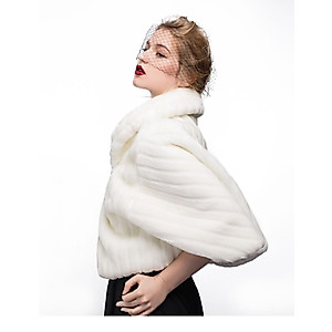 BEAUTELICATE Faux Fur Shawl For Women Soft Fur Stole Wrap Shrug For Winter Wedding Event