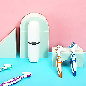 WILLBOND 6 Pieces Denture Brush Toothbrush Hard Denture Toothbrush Brush Cleaning Brush with White Carrying Case for False Teeth Cleaning (Green, Purple, Blue and Orange)