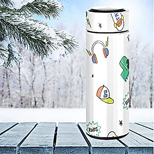 CaTaKu Cute Funny Sport Water Bottle Insulated 16 oz Stainless Steel Flask Thermos Bottle for Coffee Water Drink Reusable Wide Mouth Vacuum Travel Mug Cup