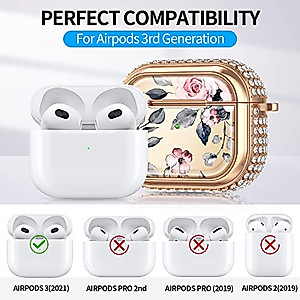 VMORO Airpods 3 Case Cover, Compatible with AirPods 3rd Generation Case for Women Girls, AirPods 3rd Generation Case 2021 Protective Hard Airpod Case Cover with Keychain, Front LED Visible