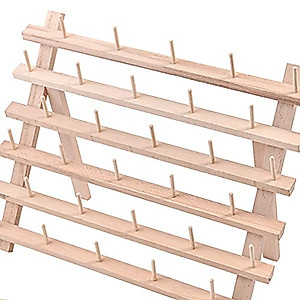 Exceart Thread Storage Rack 30 Spool Cone Foldable Wood Thread Rack Stand Embroidery Machine Holds DIY Bobbin Thread Organizer for Embroidery Craft Sewing Thread Stand Holder