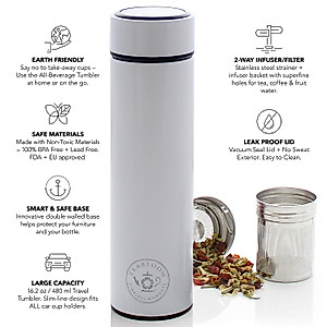 Teabloom - The ORIGINAL All-Brew Travel Tumbler & Thermos | OPRAH’s Favorite | 16oz/480ml Insulated Water Bottle/Tea Flask/Cold Brew Coffee Mug