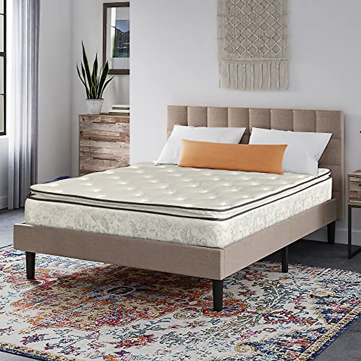 Continental Sleep 10-Inch Medium Plush Pillowtop Innerspring Mattress, Full XL, Beige
