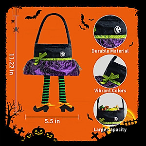 Halloween Trick or Treat Bags for Kids Candy Bucket Tote, Hands Party Favors Basket, Skirt with Foots, Halloween Trick or Trade Bag