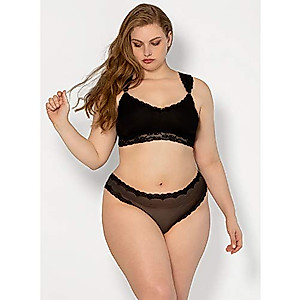 Smart & Sexy Women's Lace Trim & Mesh Panty 2 Packs Sexy Thongs & Cheeky Bikinis, Electric Pink/Black Hue, 7