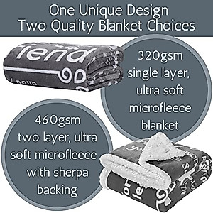 FILO ESTILO Funny Best Friend Birthday Gifts for Women, Best Friend Blanket, Unique Friendship Throw Full of Fun Gag Quotes and Sayings for Bestie, BFF, Long Distance 60x50 Inches (Grey, Fleece)