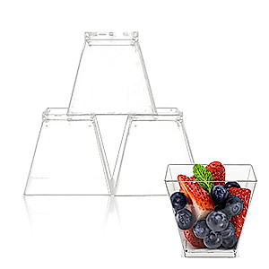 XiyaxiVici 50 PCS 2 oz Square Mini Plastic Dessert Cups, Transparent Parfait Cups Fruit cups Clear Appetizer Cups for Party Yogurt Fruit Trifle Mousse Pudding Ice Cream Cups