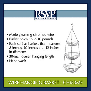 RSVP 30-by-12-Inch 3-Tier Wire Hanging Basket, Chrome