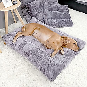 Cat Bed for Indoor Cats Washable Dog Bed Deluxe Plush Dog Crate Beds Fulffy Comfy Kennel Pad Anti-Slip Pet Sleeping Mat