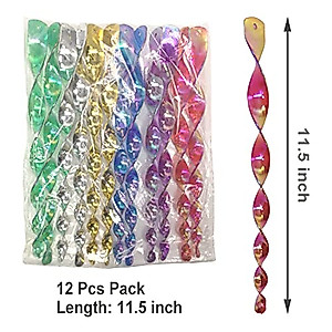Reflective Bird Scare Devices Wind Twisting Bird Scare Rods Hanging Spiral Reflectors, 12 Pack 6 Colors