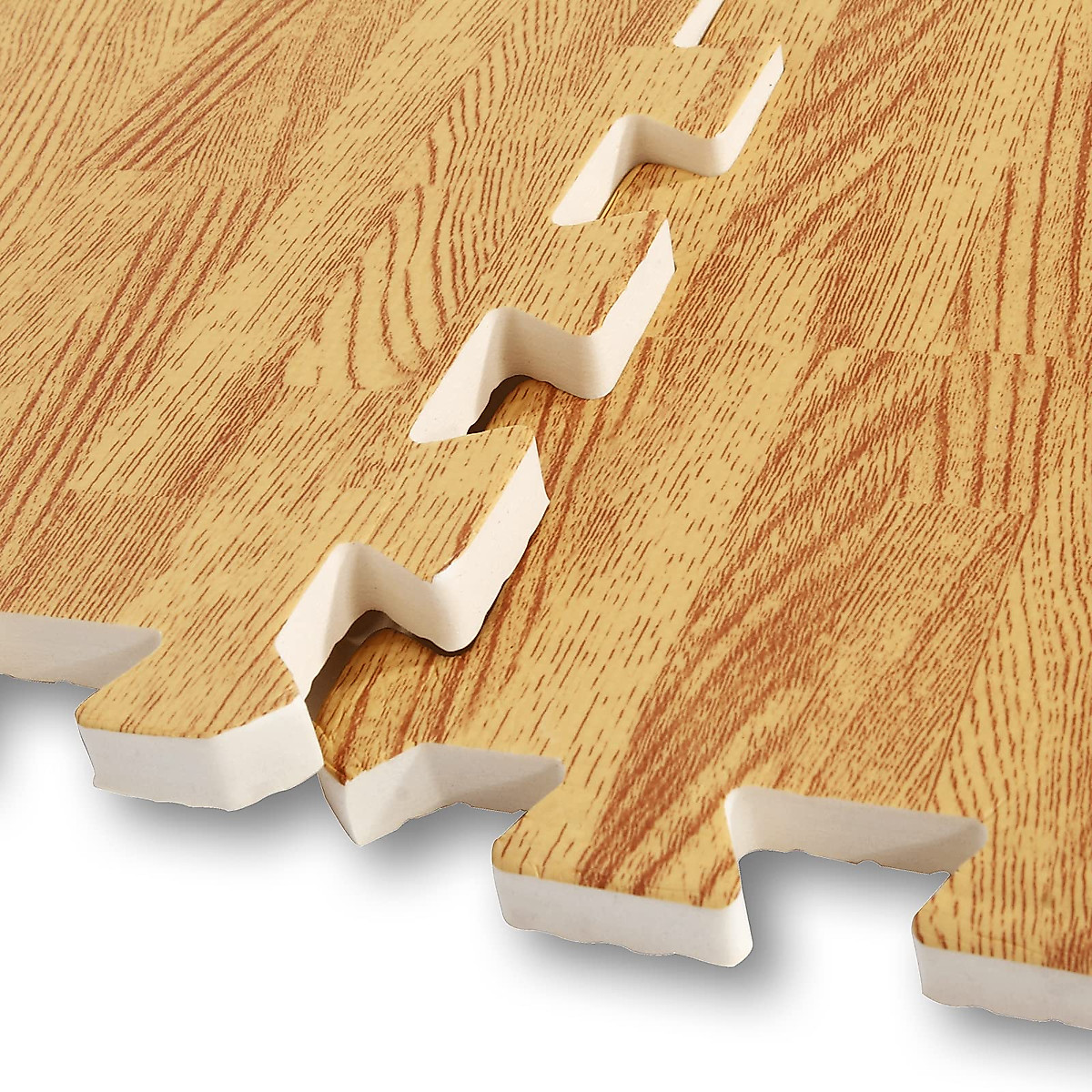 Smabee 16pcs Interlocking Printed Wood Grain EVA Foam Mats Protective Floor Tiles Exercise Play Mat for Kids Room Parlor Bedroom Home 11.8" x 11.8" (Wood Grain Yellow)