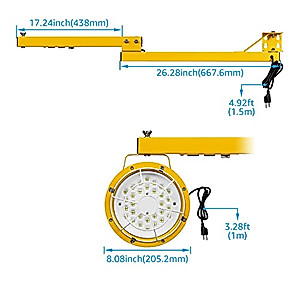 LEONLITE LED Loading Dock Light 50W, 45 Inch Double Swing Arm Dock Light, 360° Rotatable Light Head, 5700K IP65 Folding Double Arm Dock Lights for Trailers, Docks, Warehouses, Container, ETL Listed