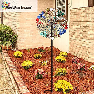 Winwindspinner, Wind Spinners for Yard Garden - Outdoor Metal Wind Sculpture Spinners Decor, Lawn Ornament Windmill for Garden Yard Patio Outside (Confetti, 75 Inch)