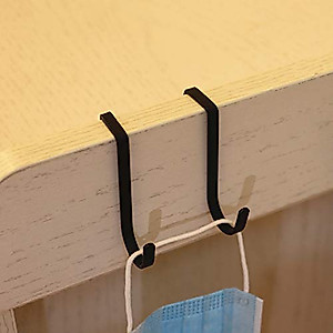 Dewell Multi-Use Over Cabinet Hook, 5 Pack, Stainless Steel, Over Door Double Hook for Drawer Cabinet, Closet, Fence, Kitchen and Bathroom, Black