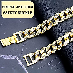 Cuban Link Dog Collar Diamond Gold Chain Dog Collar Walking Metal Gold Chain for Dogs with Design Secure Buckle,Pet Cuban Collar Jewelry Accessories for Small, Medium, Large Dogs and Cats
