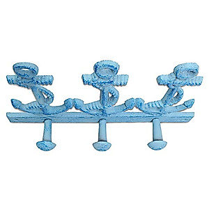 Basic Fundamentals Cast Iron Nautical Anchors Wall Rack with 3 Hooks