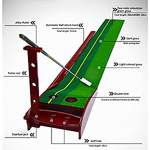 cghhome 3M Golf Putting Practice Machine, Indoor Simulated Turf Golf Training Blanket with 10 Golf Balls, Professional Golf Practice Equipment (Color : 1, Size : 32 * 310cm)