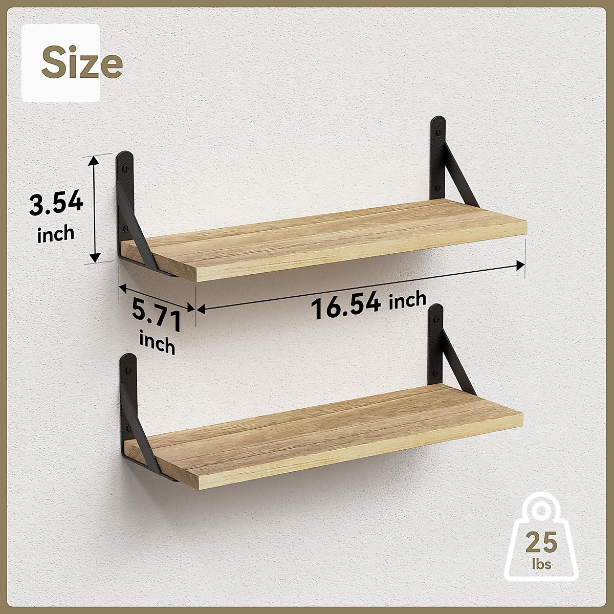 ThriftyZ Rustic Floating Shelves for Wall, Farmhouse Wood Shelf for Wall Decor, Wall Mounted Room Shelves Sets of 4, Hanging Wall Storage for Bathroom, Bedroom, Livinging Room - Rustic Wood