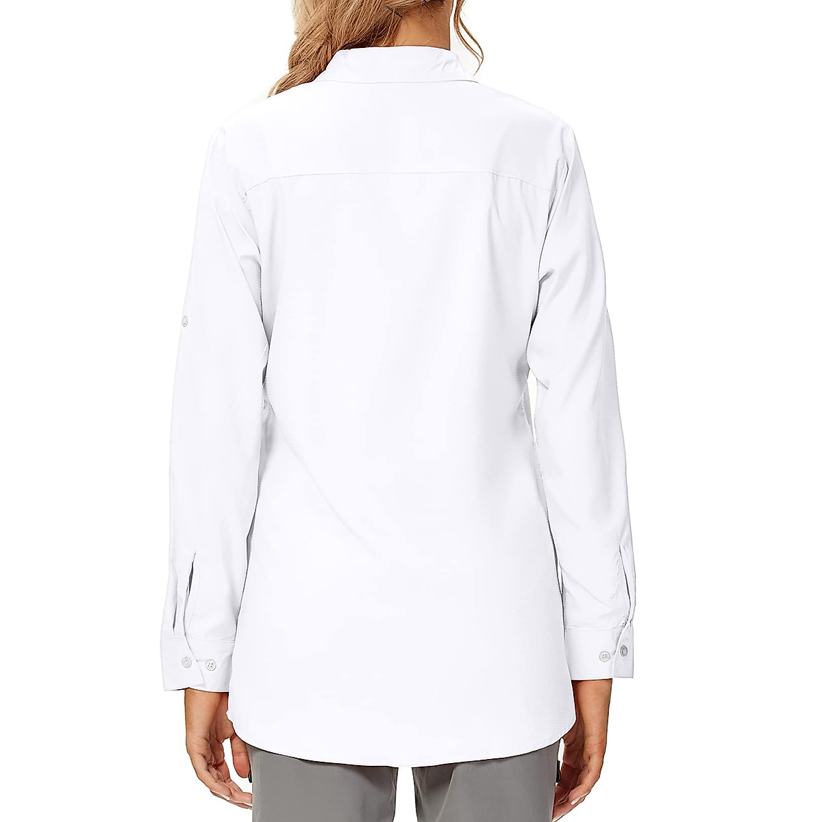 Women Sun Protection Shirts Long Sleeve UV Fishing Hiking Button Safari Dry Quick Lightweight Lightweight Shirts,5019 White,Medium