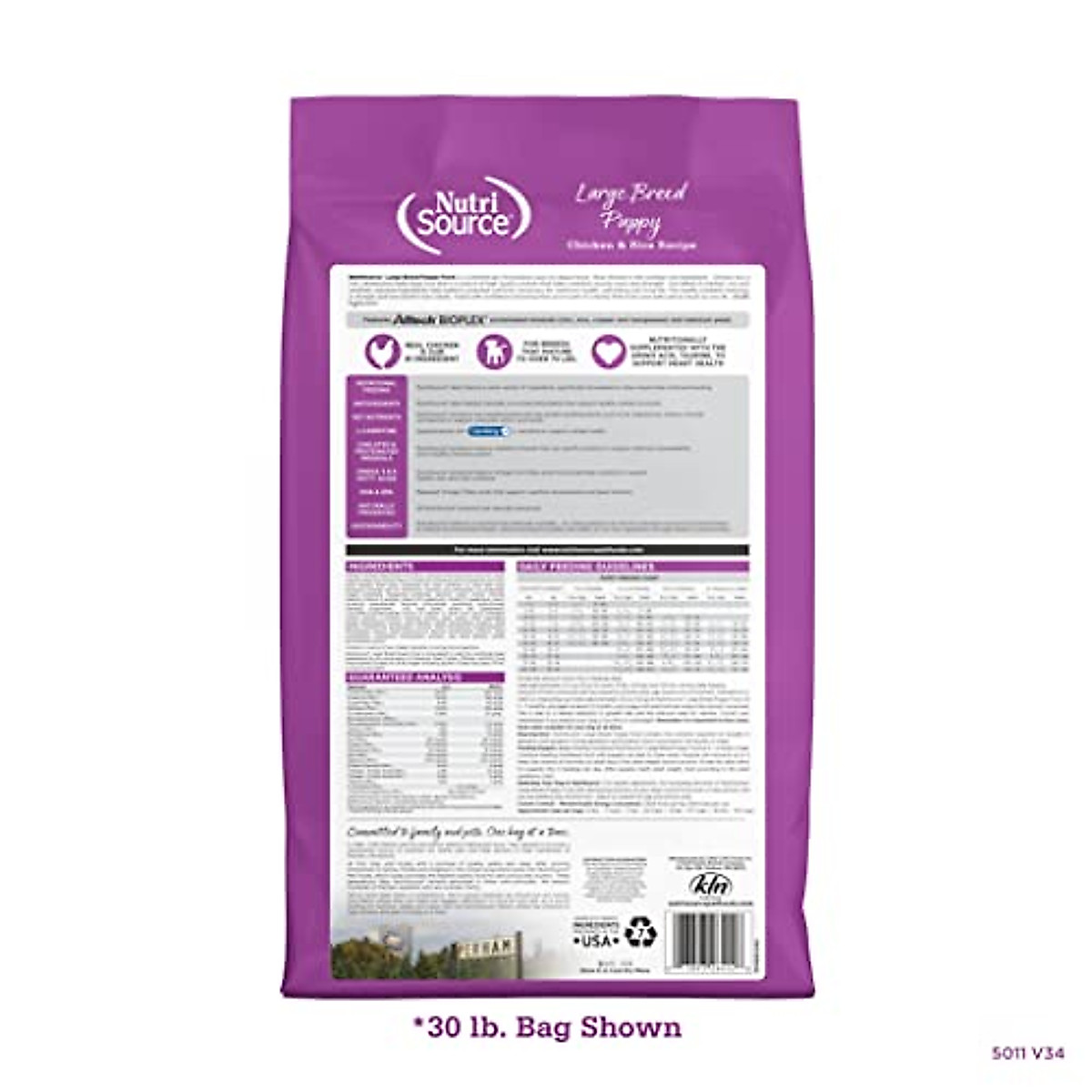 NutriSource Puppy Food, Made with Chicken and Rice, Large Breed, with Wholesome Grains, 30LB, Dry Dog Food