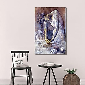 Pablo Picasso Wall Art Posters - Woman Ironing Canvas Print - Abstract Oil Painting Office, Living Room, Bedroom Framed or Unframed Fine Artwork Reproduction Posters Pictures (Unframe,8in*12in)