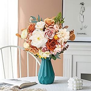 AmyHomie Artificial Flowers Combo Silk Mix Peony Rose Hydrangea Fake Flowers w/Stem for DIY Wedding Bouquets Centerpieces Arrangements Table Party Bridal Baby Shower Home Fall Decor(Champagne)