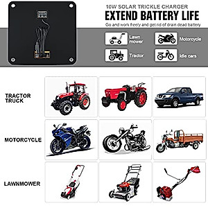 ECO-WORTHY 10W Solar Car Battery Charger Maintainer 12V Waterproof Solar Panel Portable Solar Trickle Charger for Car Truck Boat Lawn Mower RV Trailer Tractor ATV Utility Vehicle Battery