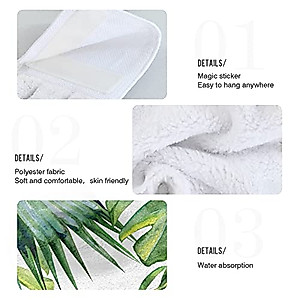 Green Palm Leaves Tropical Leaf Jungle Hanging Kitchen Towel 2 Pcs Hand Towel Tie Towels Set Absorbent Dish Cloths Tea Bar Towels for Bathroom Laundry Room Decor