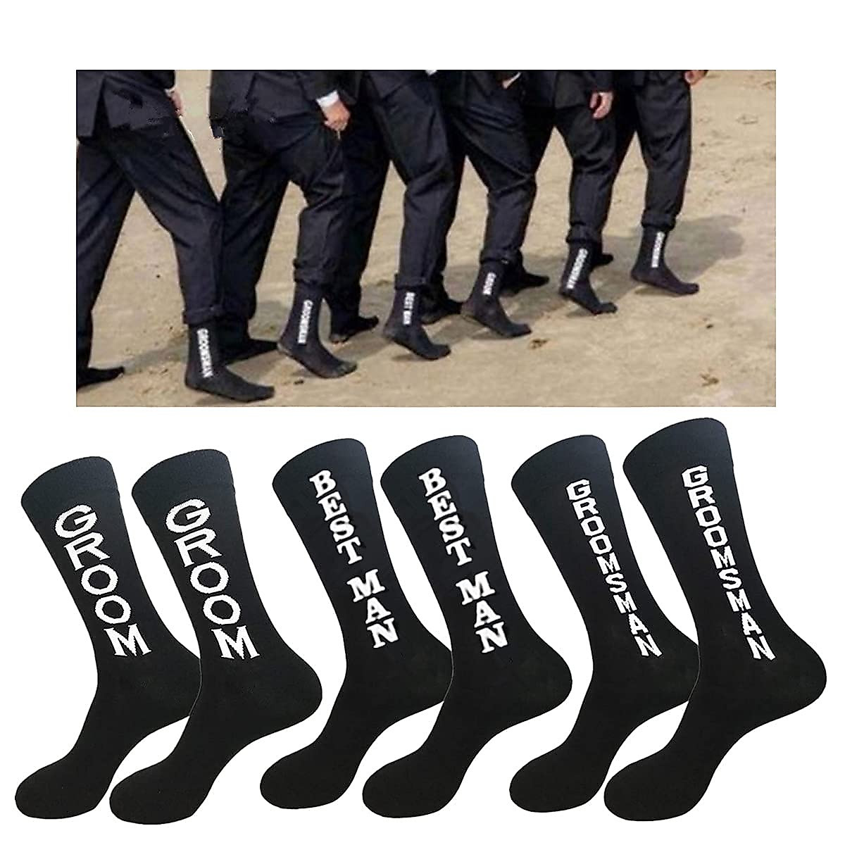 PAIXUN Groom Groomsmen Gifts For Men Him Wedding Proposal Novelty Funny Socks Bestman 100% Cotton Groomsmen Socks