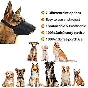 CooZero Dog Muzzles Suit, 7 PCS Anti-Biting Barking Pet Muzzles Adjustable Dog Muzzle Mouth Cover for Small Medium Large Extra Dog - Black (7 PCS)