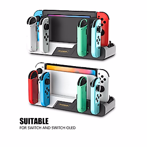 ECHZOVE Joy Cons Charging Station, Switch OLED Controller Charger White, Remote Charger Compatible with Switch and Switch OLED