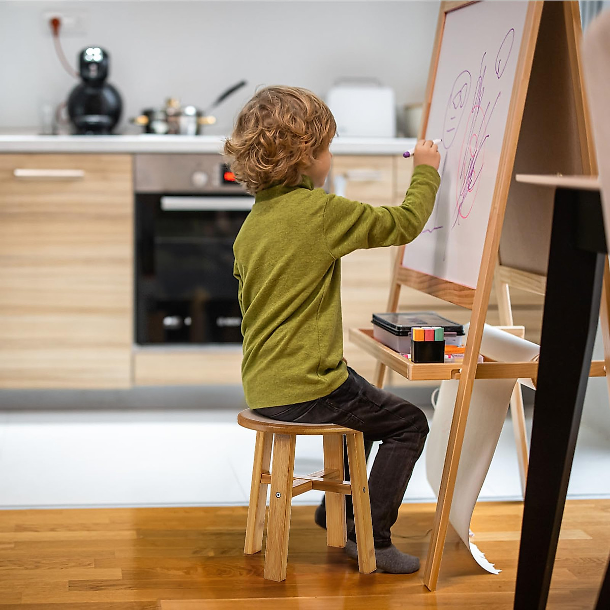 Yesland Wood Stool, Bamboo Small Low Stool Mini Plant Stool 8.5 X 9.25 Inch Wooden Round Short Step Stool to Sit on for Shoe Changing, Bed, Natural Color