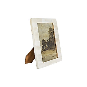 Creative Co-Op White Resin Photo Frame with Beige Accents (Holds 5" x 7" Photo)