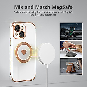 Rxuiael Magnetic Case for iPhone 13 Case for Women Girls Female [Compatible with MagSafe] Soft Luxury Love iPhone 13 Phone Case [ Four Raised Bumper Shockproof] 13 Cove White
