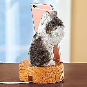 Collections Etc Peeking Cat Wood-Style Base Mobile Phone Holder Stand