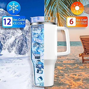 VBV 40 oz Tumbler with Handle and Straw, BFA Free Tumbler with Lid and Straw, Double Wall Vacuum Reusable Stainless Steel Insulated Water Bottle for Home, Office and Travel