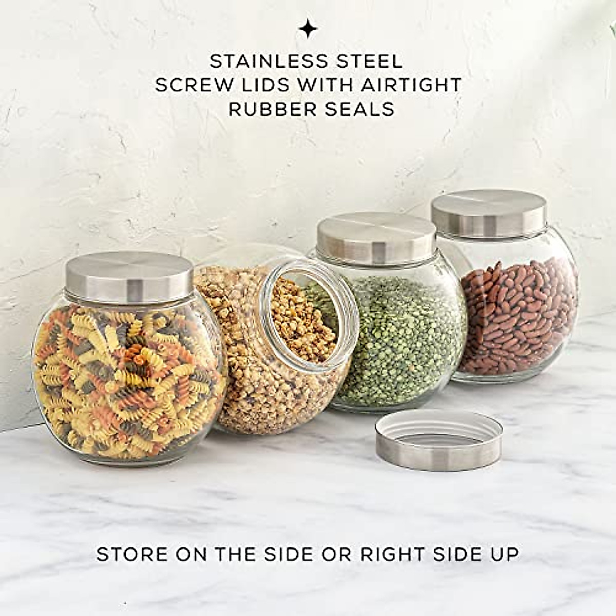 JoyJolt All-Sides Cookie Jar. Set of 2 Cookie Jars for Kitchen Counter with Lids, Candy Jar, Dog Treat Container, Laundry Detergent Container, Large Canisters, Half Gallon Glass Jar with Lid Airtight